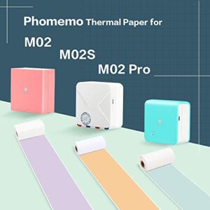 Phomemo M02S Pocket Thermal Printer- Bluetooth Photo Printer with 3 Rolls Colorful Sticker Paper, Compatible with iOS + Android for Plan Journal, Study Notes, Art Creation, Work, Gift