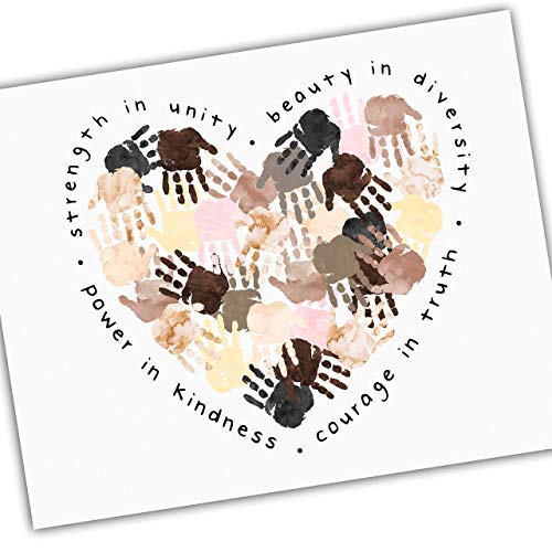 Diversity Art for Kids Hand Prints Strength in Unity Beauty in Diversity Power in Kindness - Promote Unity Celebrate Diversity - UNFRAMED Poster Print 5x7" 8x10" 11x14" 16x20" or 24x36"