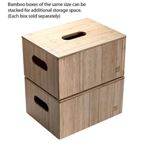 MobileVision Bamboo Storage Box PLUS LID COMBO, 14”x11”x 6.5”, Durable Bin w/Handles, For Clothes, Shoes, Arts & Crafts, Closet & Office Shelf