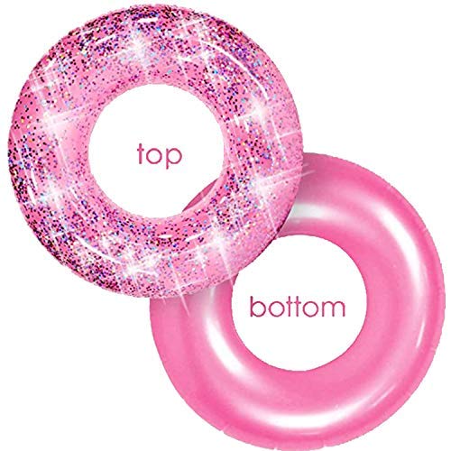 Vermo Pink Glitter Swim Ring for Pool Beach Lake Glitter Pool Inflatable Swim Tube Glitter Swim Ring for Kids, Adults Glitter Pool Floating Tube Inflatable Pool Float Glitter Pool Ring (48 Inch)