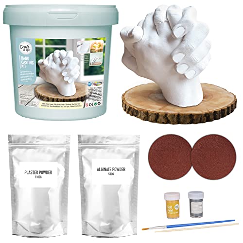 Craft It Up Hand Casting Kit DIY Plaster Molding Sculpture Kit | Hand Molds Casting Kit for Couples | Valentine's Day Gifts | Wedding | Anniversary | Baby Hand Feet Mold Keepsake