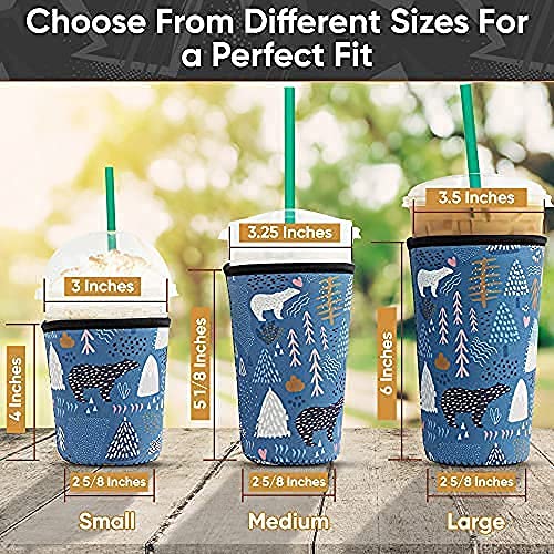 BAXENDALE AND CO Iced Coffee Sleeve for Cold Drink Cups 3 Pack Neoprene Iced Coffee Sleeve Cup Sleeves for Cold Drinks Reusable Compatible with Starbucks Dunkin