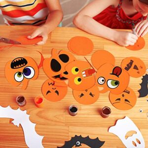 48 Pieces Halloween Pumpkin Craft Kit Include 24 Pieces Blank Foam Pumpkin Craft and 24 Pieces Pumpkin Stickers Halloween Craft Stickers for Halloween Kids Party Decorations