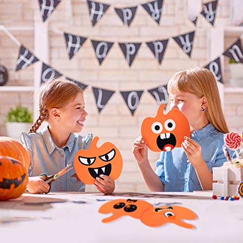 48 Pieces Halloween Pumpkin Craft Kit Include 24 Pieces Blank Foam Pumpkin Craft and 24 Pieces Pumpkin Stickers Halloween Craft Stickers for Halloween Kids Party Decorations