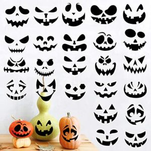 Whaline Halloween Pumpkin Stickers 24Pcs Black Pumpkin Face Stickers 28x35cm Classic Expression Decals for Pumpkins and Squashes Make Your Own Jack-O-Lantern Face Decals for Halloween Party Decoration