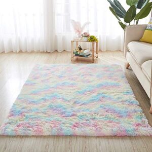 5x8 feet rainbow carpet for living room soft luxury bedroom large fluffy plush area rug christmas thanksgiving shaggy big comfy rug