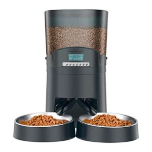 cat feeder, honeyguaridan 6.5l automatic pet feeder for two cats dogs food dispenser auto cat feeder 6 meal portion control, distribution alarm, programmable timer feeder, customizable voice recorder