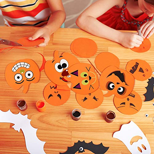 32 Pieces Halloween Foam Pumpkin Craft Kit and Pumpkin Foam Stickers Self Adhesive Halloween Stickers for Kid's Halloween Party Crafts Decorations