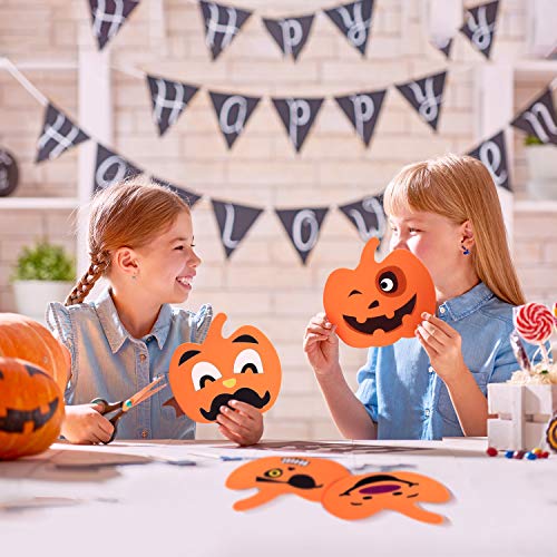 32 Pieces Halloween Foam Pumpkin Craft Kit and Pumpkin Foam Stickers Self Adhesive Halloween Stickers for Kid's Halloween Party Crafts Decorations