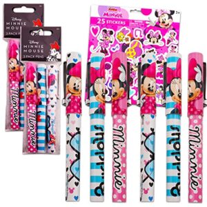 disney minnie mouse stylus bundle - 7 pc minnie mouse pen set with minnie mouse stickers disney minnie mouse gift set (minnie mouse party supplies)