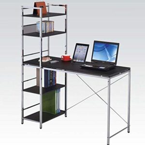 Home Office Computer Desk with 5 Tier Shelves, Writing Desk with Storage Bookshelf Study Table Workstation Corner Desk PC Laptop Desk (Black 2)