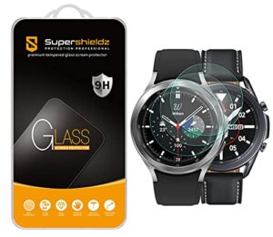 (3 pack) supershieldz designed for samsung galaxy watch 3 (45mm) / galaxy watch 4 classic (46mm) tempered glass screen protector, 0.3mm, anti scratch, bubble free