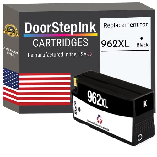 DoorStepInk Remanufactured in The USA Ink Cartridge Replacements for HP 962 XL 962XL Black for Printers HP Officejet Pro 9010, 9012, 9013, 9015, 9016, 9019, 9020, 9025