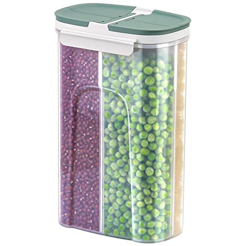 Poeland Storage Jars Canisters with Built-in partition / 4 compartments for Spaghetti Pasta Noodles Cereal - Peacock Green