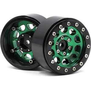 2pcs RC 1.9 Super Swamper Crawler Tires Tyre Height 108mm & Aluminum 1.9 Beadlock Wheel Rim Green/Black Color