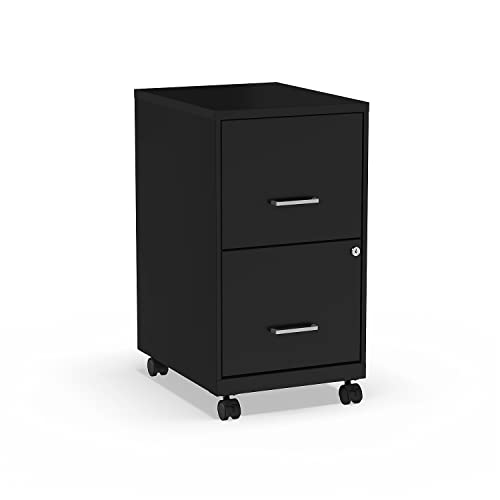 MyOfficeInnovations 2806665 2-Drawer Vertical File Cabinet, Letter-Size, Black, 18D