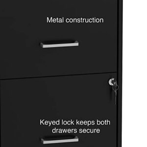 MyOfficeInnovations 2806665 2-Drawer Vertical File Cabinet, Letter-Size, Black, 18D