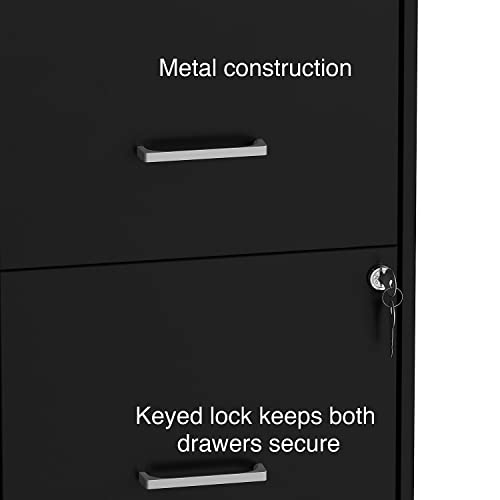 MyOfficeInnovations 2806665 2-Drawer Vertical File Cabinet, Letter-Size, Black, 18D