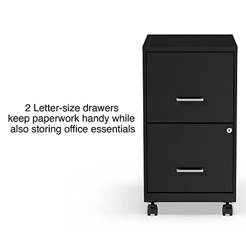 MyOfficeInnovations 2806665 2-Drawer Vertical File Cabinet, Letter-Size, Black, 18D