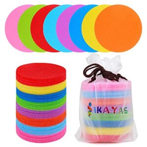 ikayas 64 pcs carpet spots markers carpet circles carpet markers for kids social distancing and wait line up, removable carpet floor dots for classroom, 8 colors