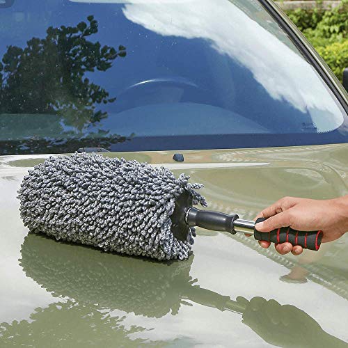 IPELY Super Soft Microfiber Car Duster Exterior with Extendable Handle, Car Brush Duster for Car Cleaning Dusting