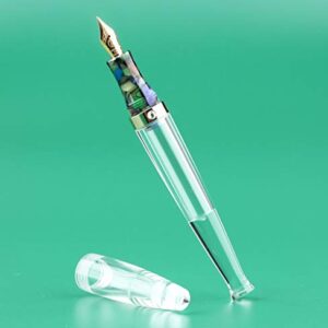 MAJOHN S5 Acrylic Eyedropper Fountain Pen Fine Nib, Transparent Large-Capacity Writing Pen with Metal Box