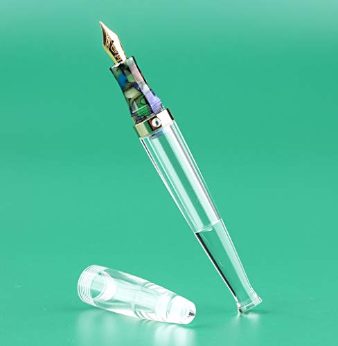 MAJOHN S5 Acrylic Eyedropper Fountain Pen Fine Nib, Transparent Large-Capacity Writing Pen with Metal Box