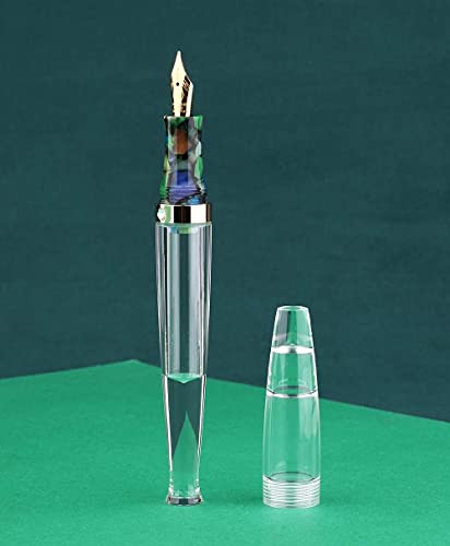 MAJOHN S5 Acrylic Eyedropper Fountain Pen Fine Nib, Transparent Large-Capacity Writing Pen with Metal Box