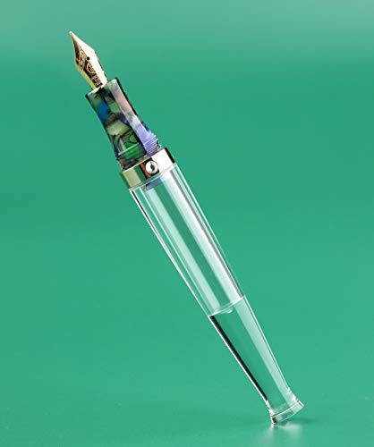 MAJOHN S5 Acrylic Eyedropper Fountain Pen Fine Nib, Transparent Large-Capacity Writing Pen with Metal Box