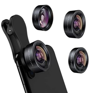 keywing phone camera lens 3 in 1 phone lens kit, 198 fisheye lens + 120 super wide-angle lens + 20x macro lens for iphone samsung android smartphone