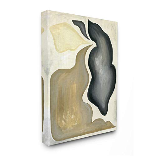 Stupell Industries Fluid Shape Composition Abstract Design Brown Black Canvas Daphne Polselli Wall Art, 16 x 20