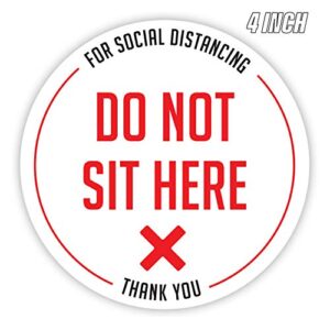 Please Sit Here Sticker | Seat Sign Social Distancing | Social Distancing Decals. 20 PACK. 4 INCH (Red)