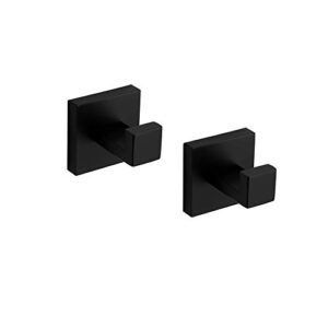 n/p black bathroom hooks sus 304 stainless steel square robe or towel holder for bath kitchen pool garage hotel,2-pack (matte black)