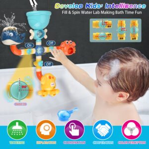 Bath Toys for Toddlers 2 3 4 5 Years Baby Kids Boys and Girls, Bathtub Toy for Age 4-8 DIY Pipes Tubes Bath Time Water Toys with Color Box Birthday Gift