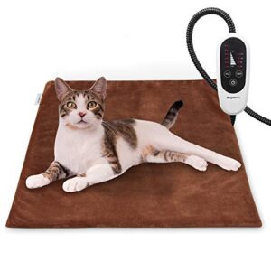 burgeonnest pet heating pad for dogs cats with timer, 28" x 16" / 18" x 16" upgraded electric heated dog cat pad temperature adjustable pet bed warmer blanket mat auto power-off