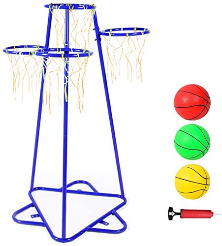 Anditt Kids Basketball Hoop Portable Basketball Stand with 4 Hoops at Varying Heights and 3 Balls Toy Set for Age 3 Years and Up for Toddlers Indoor and Outdoor Sport Games (Blue)