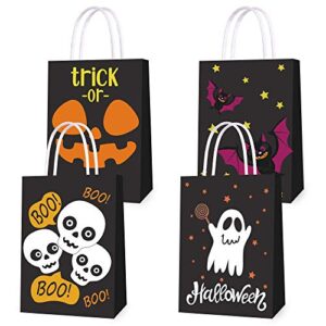 16 pcs halloween treat bags for kids trick or treat candy bags, glow in the dark bags with handles for halloween party favors