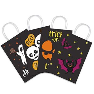 16 PCS Halloween Treat Bags for Kids Trick or Treat Candy Bags, Glow in The Dark Bags with Handles for Halloween Party Favors