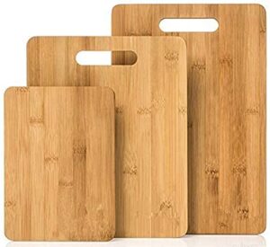 brookline wood cutting board set - extra thick 3 charcuterie boards - made from organic bamboo - used for cooking, meat, cheese and vegetable chopping