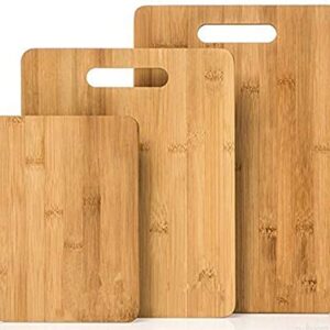 Brookline Wood Cutting Board Set - Extra Thick 3 Charcuterie Boards - Made from Organic Bamboo - Used for Cooking, Meat, Cheese and Vegetable Chopping