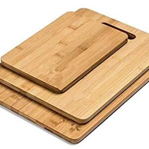 Brookline Wood Cutting Board Set - Extra Thick 3 Charcuterie Boards - Made from Organic Bamboo - Used for Cooking, Meat, Cheese and Vegetable Chopping