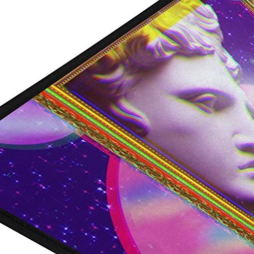 Kuizee Kitchen Rug Area Rug Sculpture Vaporwave Purple Art Collage Frame Bathroom Hallway Entry Way Floor Non Slip Soft Water Absorbent 39×20 Inch