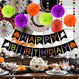 Black Halloween Happy Birthday Banner- Halloween Birthday Party Decorations,1st Birthday Halloween,Happy Birthday Halloween Banner,Halloween Fireplace Mantle Home Decor