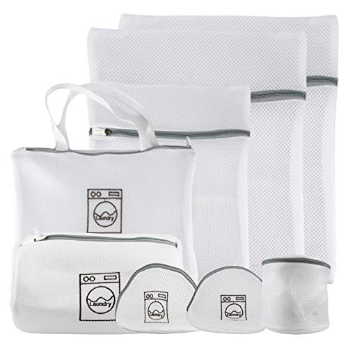 Showertopia Set of 7 Or Set of 8 Mesh Laundry Bag for Delicate with Premium Zipper, Travel Organize Bag, Clothing Washing Bags for, Blouse, Underwear, Bra, Lingerie, Hosiery, Stocking (Set of 8)