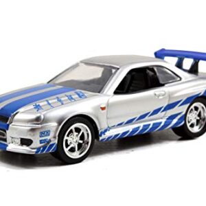 Jada Toys Fast & Furious 1:55 Brian's 2002 Nissan GT-R R34 Build N' Collect Die-cast Model Kit, Toys for Kids and Adults, Blue