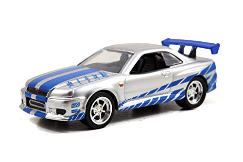 Jada Toys Fast & Furious 1:55 Brian's 2002 Nissan GT-R R34 Build N' Collect Die-cast Model Kit, Toys for Kids and Adults, Blue