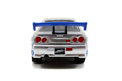 Jada Toys Fast & Furious 1:55 Brian's 2002 Nissan GT-R R34 Build N' Collect Die-cast Model Kit, Toys for Kids and Adults, Blue