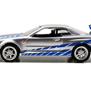 Jada Toys Fast & Furious 1:55 Brian's 2002 Nissan GT-R R34 Build N' Collect Die-cast Model Kit, Toys for Kids and Adults, Blue