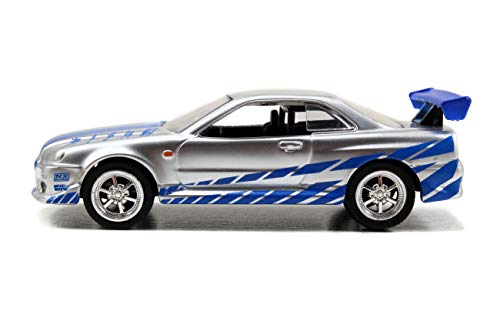 Jada Toys Fast & Furious 1:55 Brian's 2002 Nissan GT-R R34 Build N' Collect Die-cast Model Kit, Toys for Kids and Adults, Blue