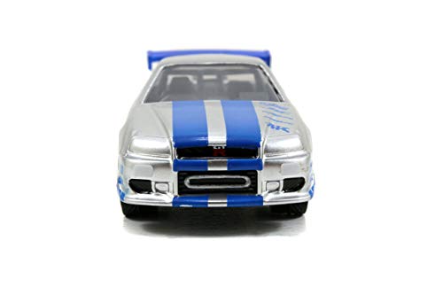 Jada Toys Fast & Furious 1:55 Brian's 2002 Nissan GT-R R34 Build N' Collect Die-cast Model Kit, Toys for Kids and Adults, Blue